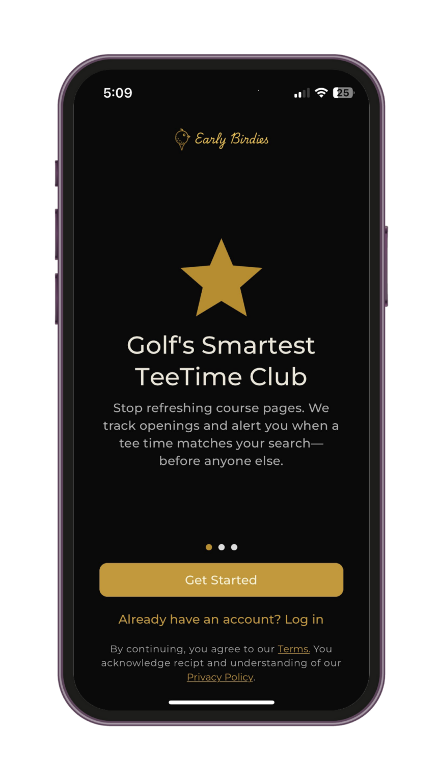 Early Birdies Early Tee Time Finder